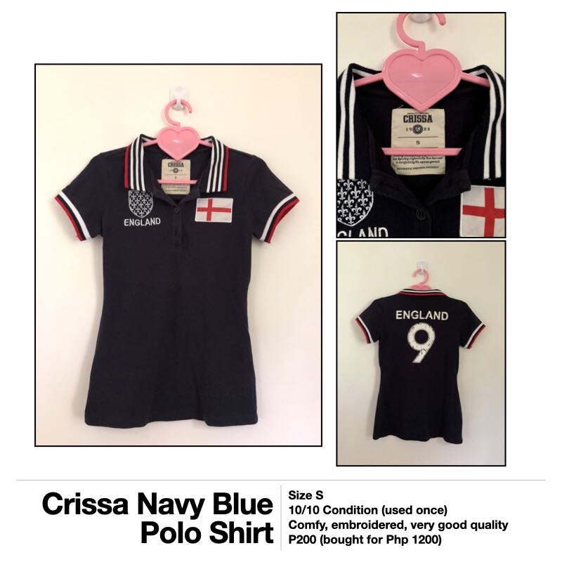 Crissa Navy Blue Polo Shirt, Women's Fashion, Tops, Shirts on Carousell