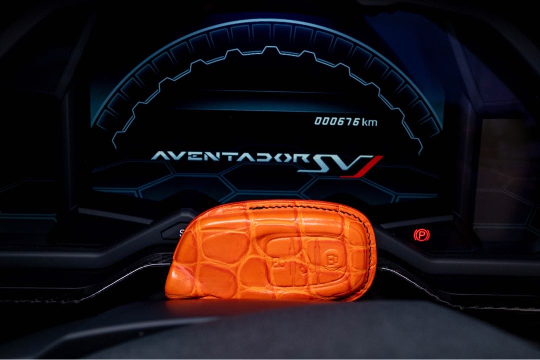 Custom Made Car Key Pouch in Matte Orange Crocodile for Lamborghini ...