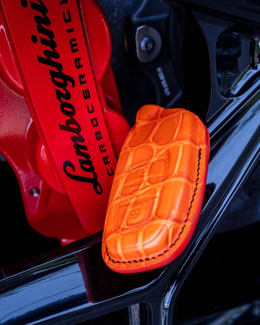 Custom Made Car Key Pouch in Matte Orange Crocodile for Lamborghini ...