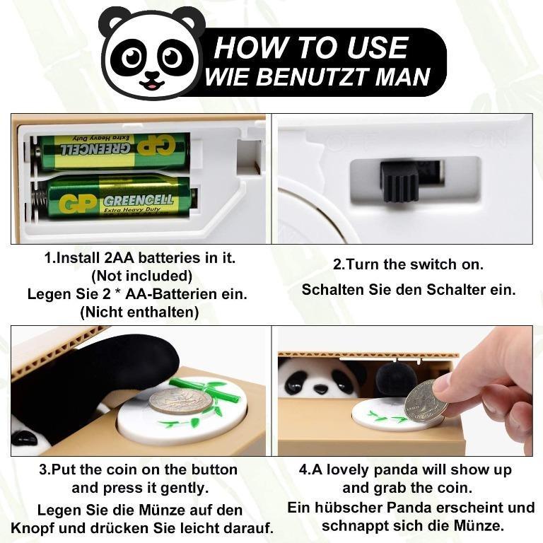 Electronic Panda Money Box for Children and Adults - Money Box with ...