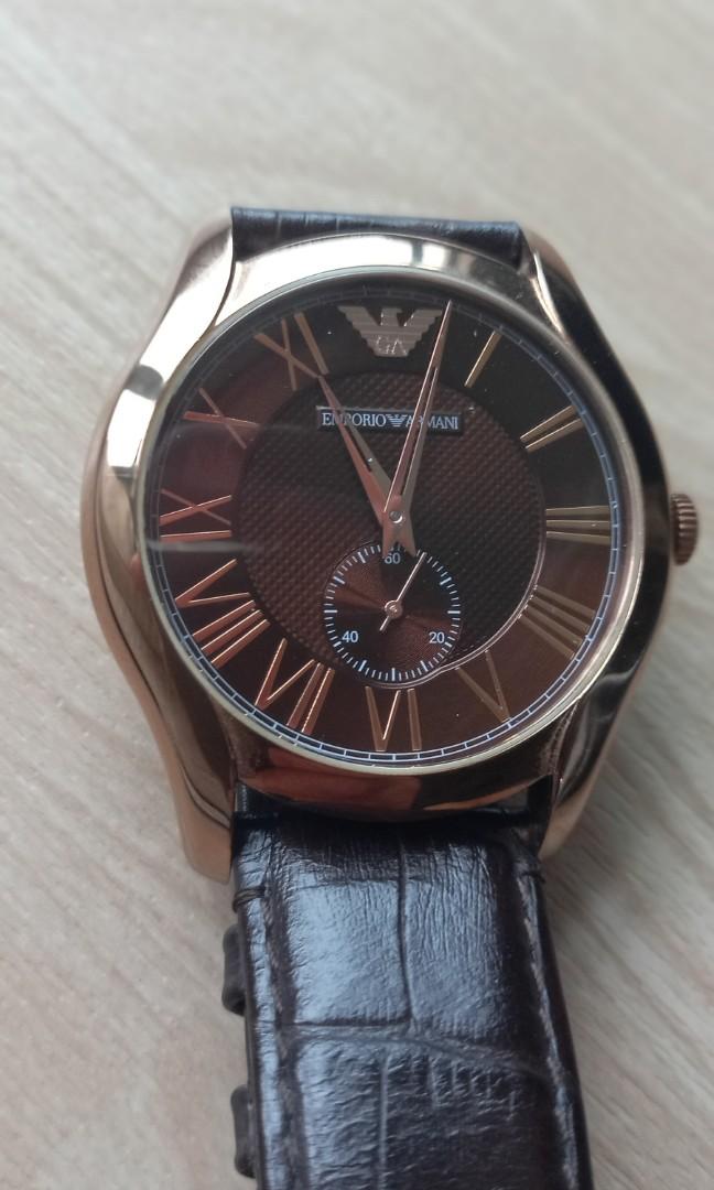 VINTAGE EMPORIO ARMANI MANS WATCH, BROWN FACE WITH HIGHLIGHTED GOLD ...