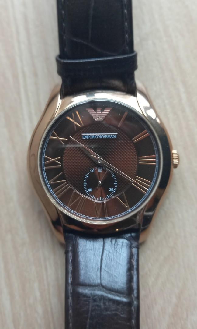 VINTAGE EMPORIO ARMANI MANS WATCH, BROWN FACE WITH HIGHLIGHTED GOLD ...