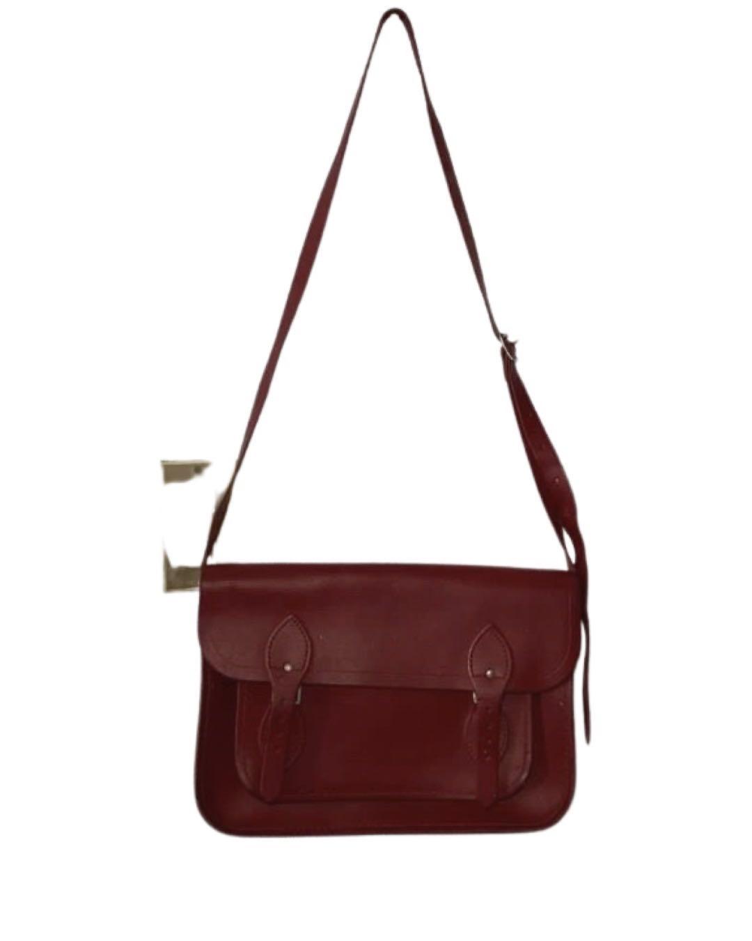 Genuine Leather Red Messenger Bag, Women's Fashion, Bags & Wallets ...