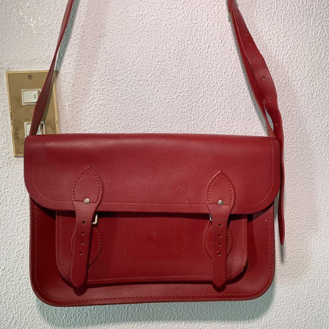 Genuine Leather Red Messenger Bag, Women's Fashion, Bags & Wallets ...