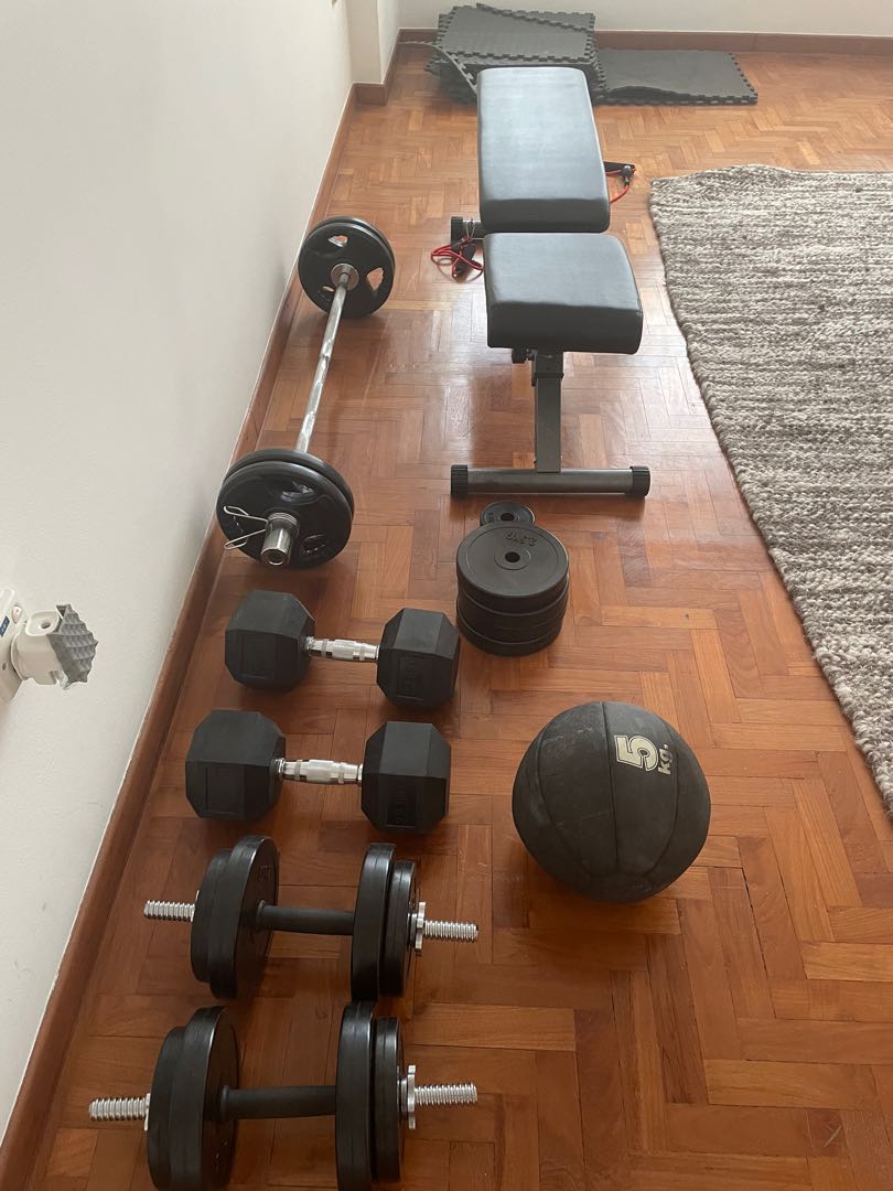 Gym Bench dumb bells weights, Sports Equipment, Exercise & Fitness ...