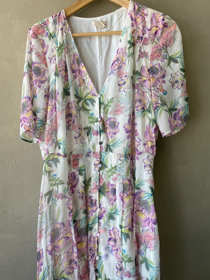 H&M Floral Chiffon Maxi Dress, Women's Fashion, Dresses & Sets, Dresses ...