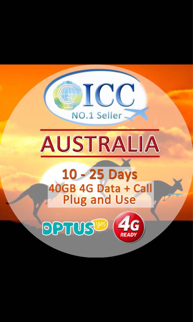 ICC AUSTRALIA SIM CARD 15 DAYS 40 GB (x3), Mobile Phones & Gadgets, Other Gadgets on Carousell
