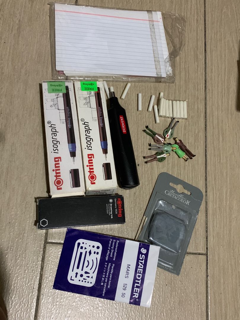 Index Cards, Rotring Isograph and refill, Moldable Eraser, Model ...