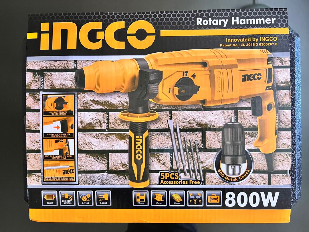 INGCO Rotary Hammer set RGH9028-2, Furniture & Home Living, Home ...