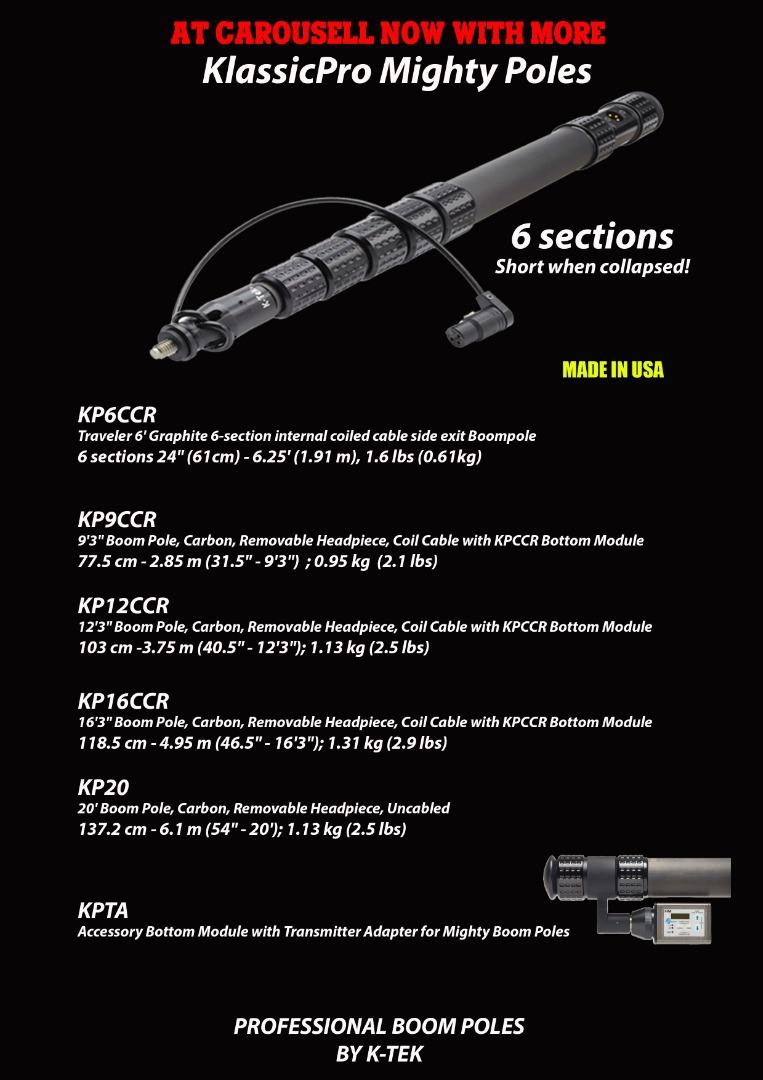 KP6CCR 6sections( L: 61cm - 1.91m) Graphite boom pole with cable (side ...