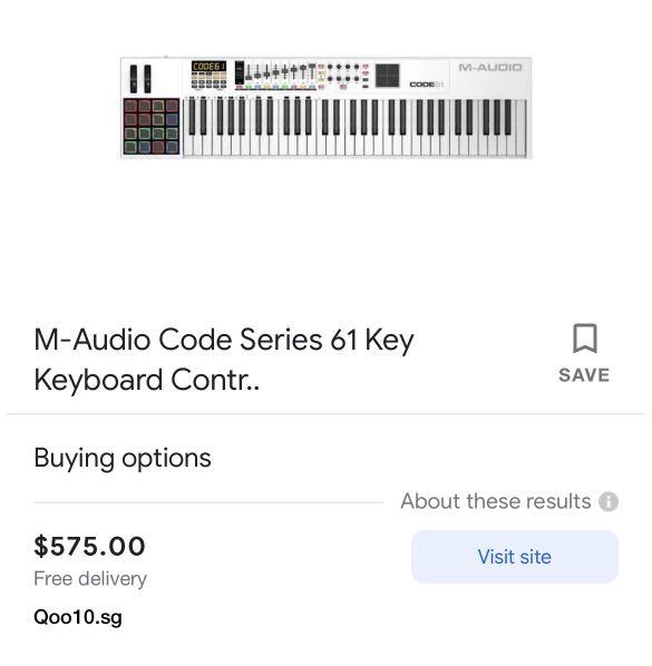 M Audio Code 61 White, Hobbies & Toys, Music & Media, Musical ...