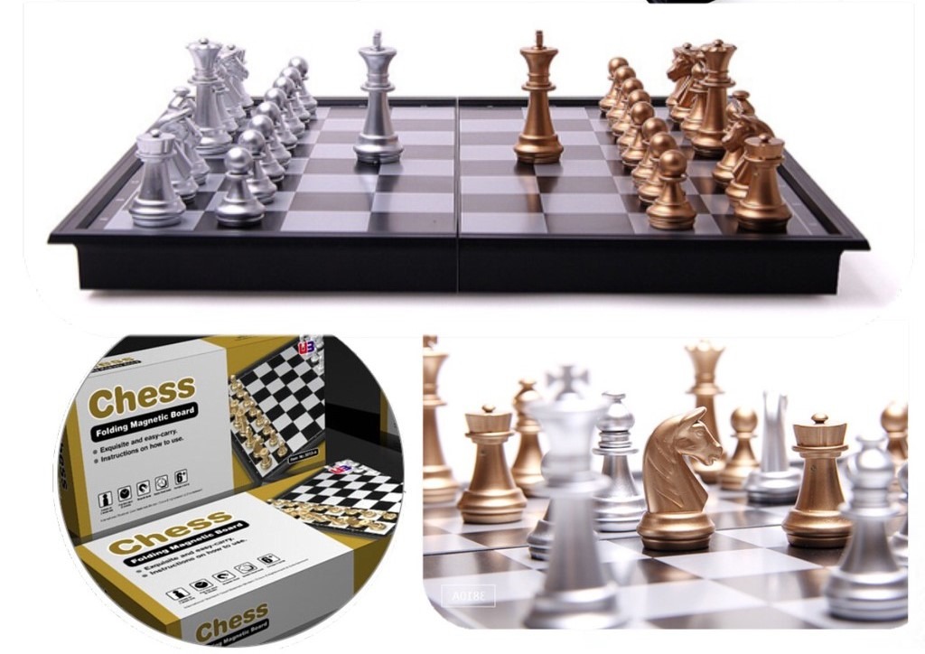 Magnetic English Chess Set Foldable Board Define and Solid Gold And ...