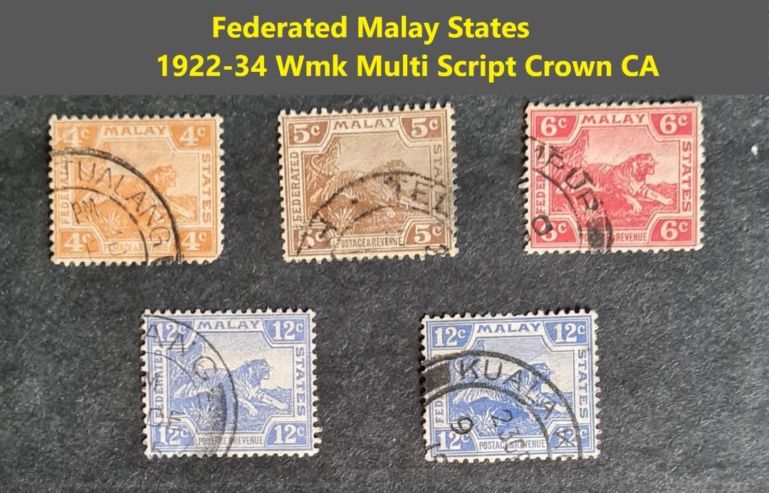 Malaysia Leaping Tigers : Lot of Federated Malay States Stamps 1900-01 ...