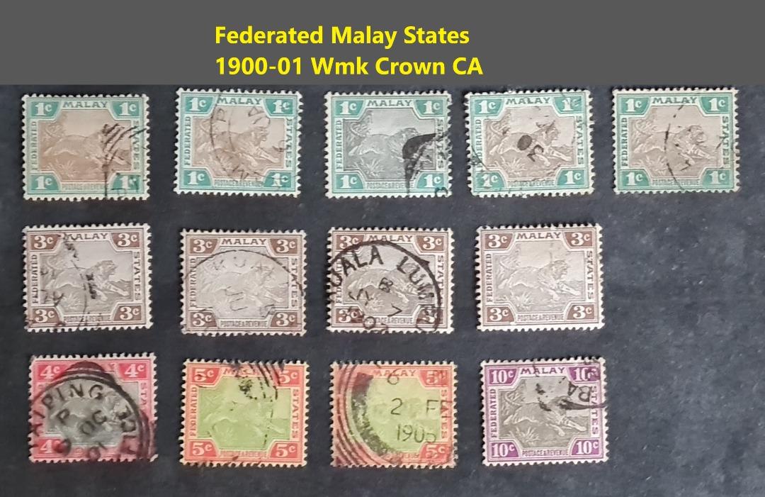 Malaysia Leaping Tigers : Lot of Federated Malay States Stamps 1900-01 ...