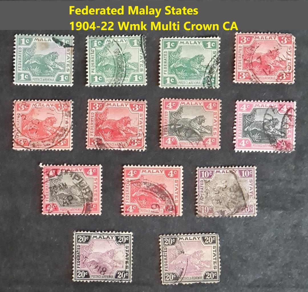 Malaysia Leaping Tigers : Lot of Federated Malay States Stamps 1900-01 ...