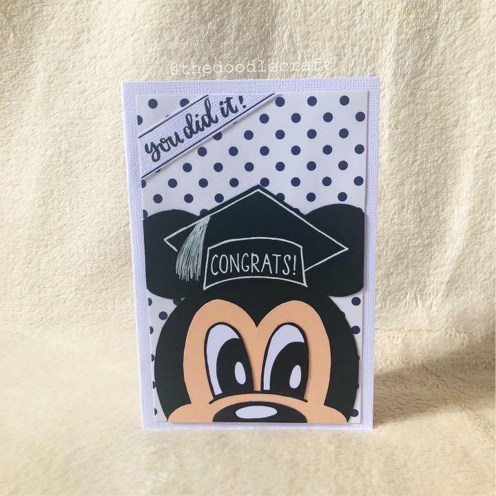 Mickey and Minnie Mouse Graduation handmade card, Hobbies & Toys ...