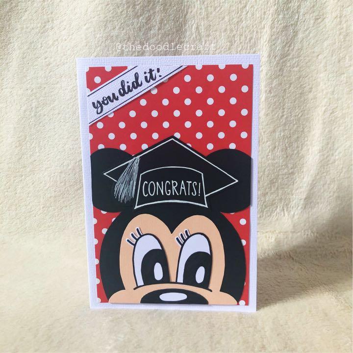 Mickey and Minnie Mouse Graduation handmade card, Hobbies & Toys ...