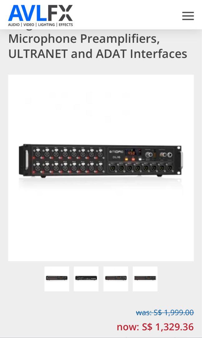 Midas DL16 16 channel Mic Preamp ADAT, Hobbies & Toys, Music & Media ...