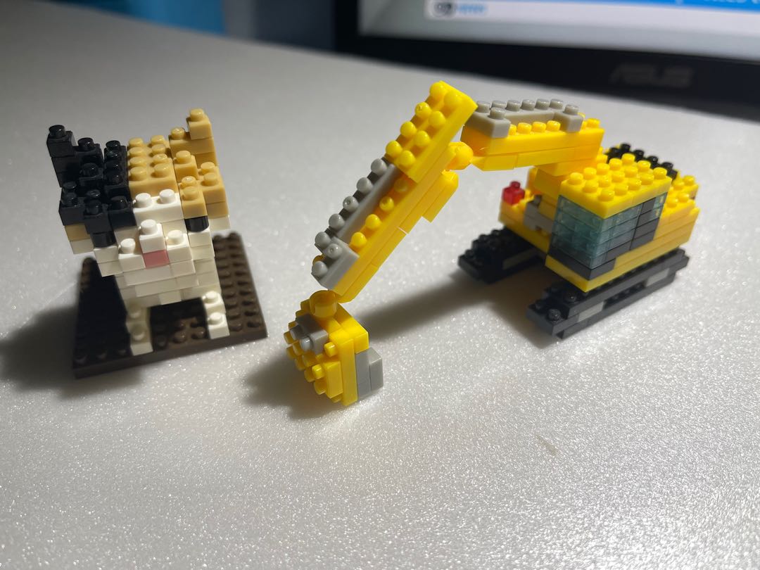 Nano Block nanoblock lego figures Calico tricolour cat and Excavator digger, Hobbies & Toys ...