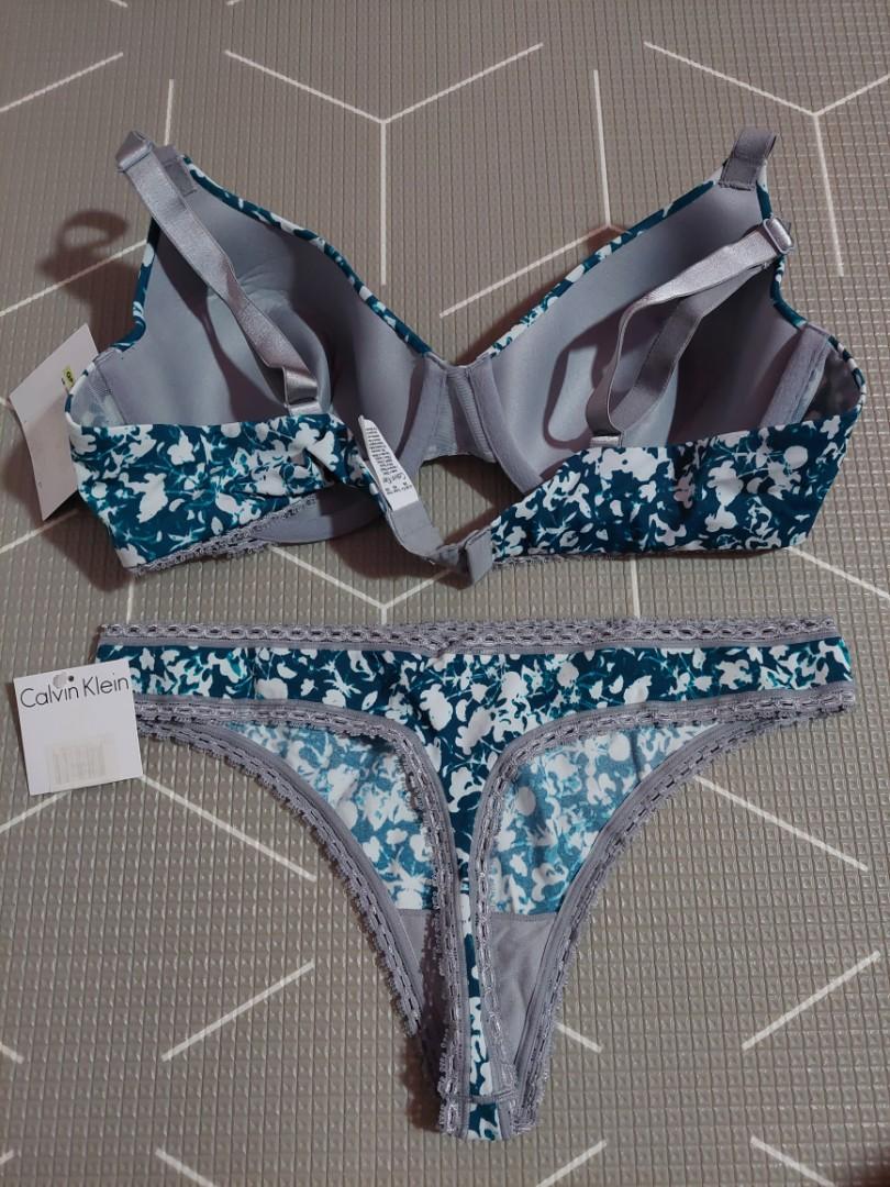 New 38B/UK14-16 Calvin Klein Bra Thongs Set, Women's Fashion, New Undergarments & Loungewear on ...