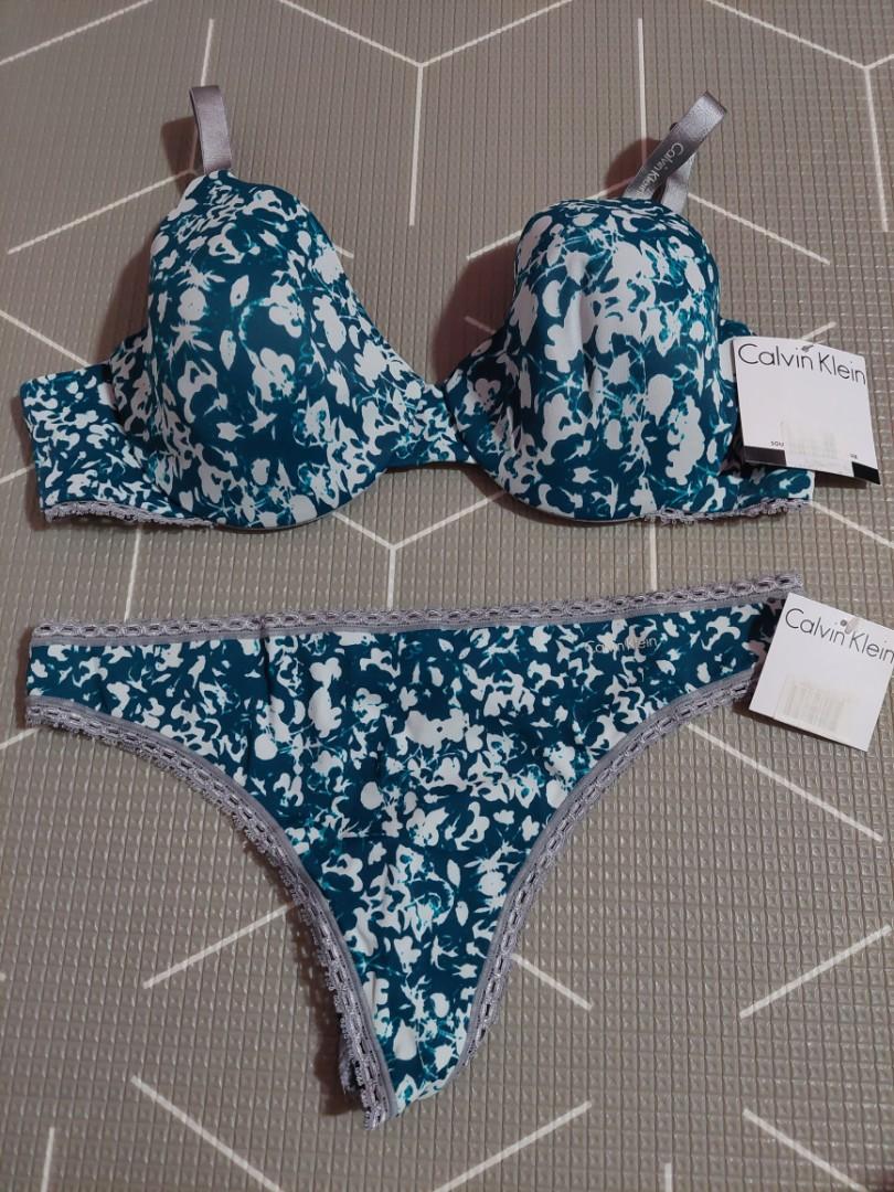 New 38B/UK14-16 Calvin Klein Bra Thongs Set, Women's Fashion, New Undergarments & Loungewear on ...