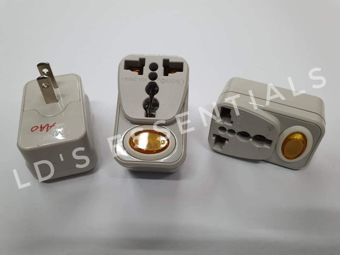 Omni Universal Socket Adapter w/ LED Indicator Switch WUS-102, TV ...