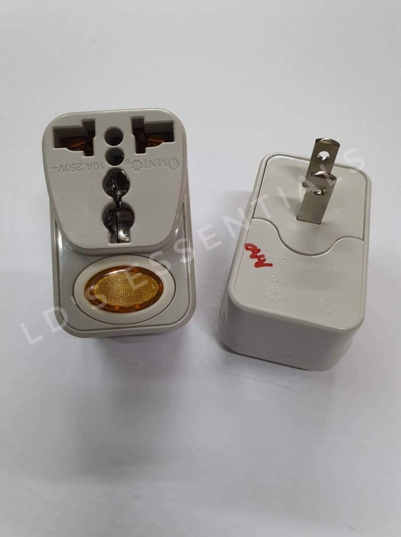 Omni Universal Socket Adapter w/ LED Indicator Switch WUS-102, TV ...