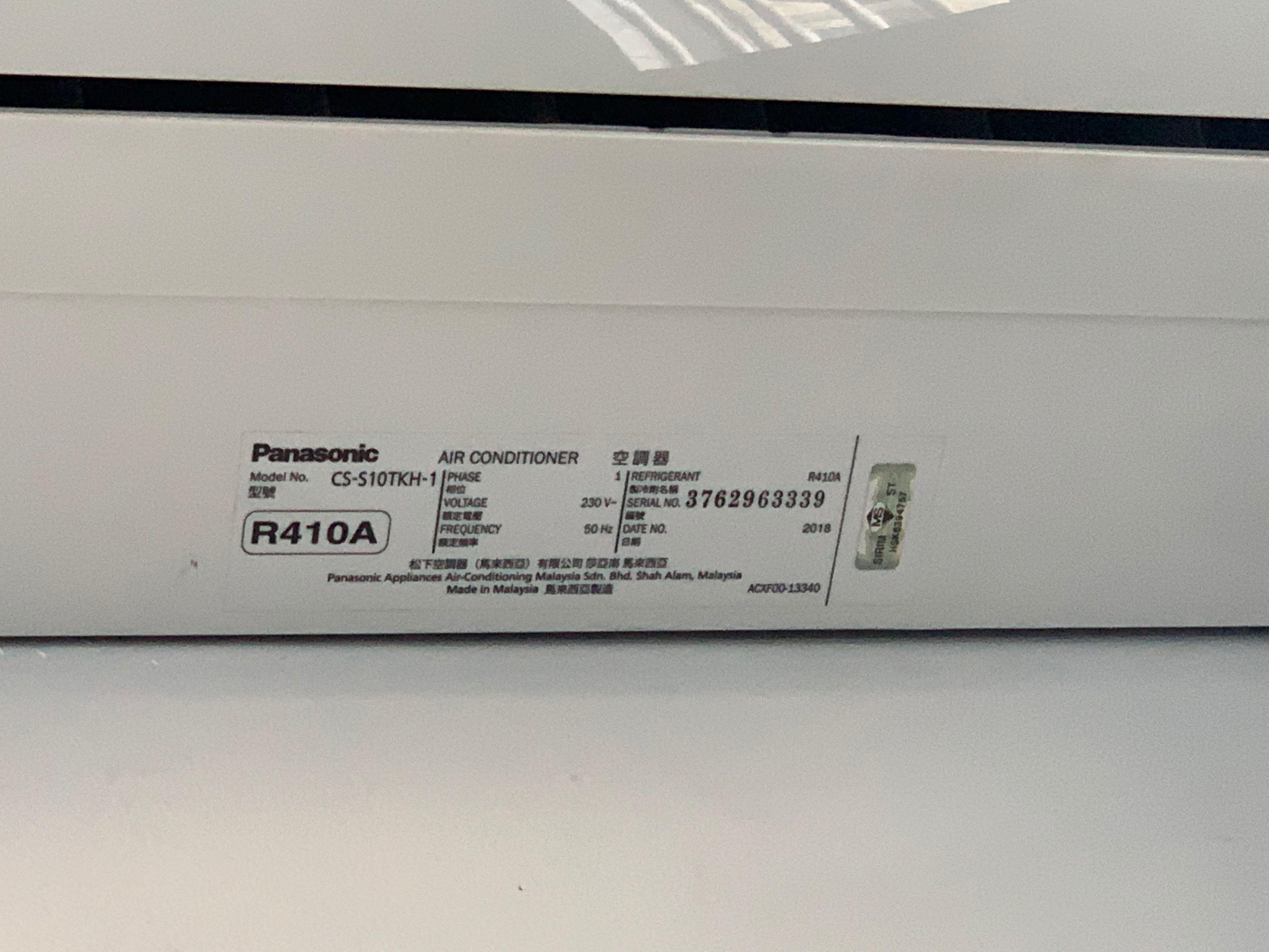 Panasonic CS-S10TKH-1 1.0HP inverter air cond, TV & Home Appliances ...