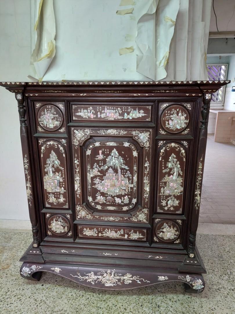 Rare Vintage Mother-of-Pearl (MOP) Blackwood Cabinet (more than 80 ...