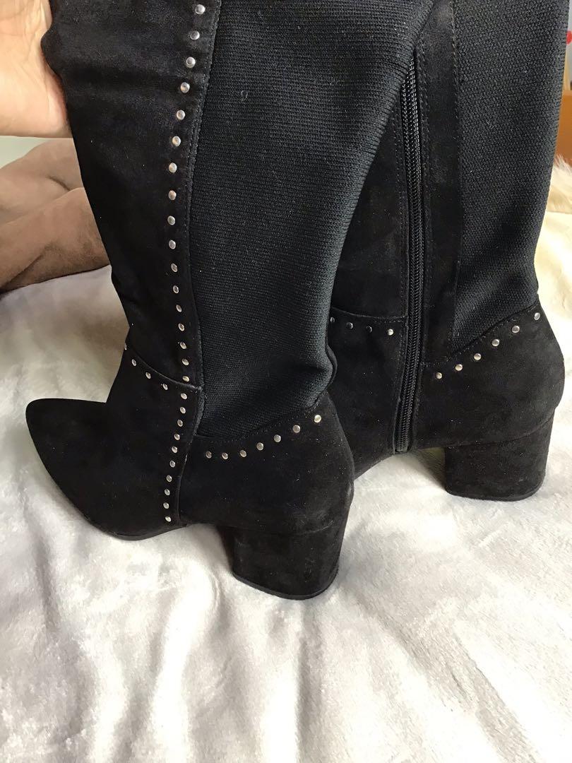 Seven Dials Stud Suede Boots, Women's Fashion, Footwear, Boots on Carousell