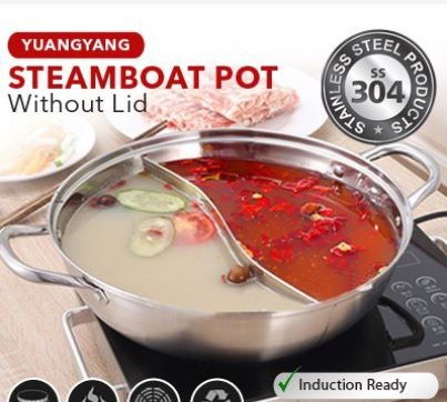 Steamboat pot Yuan Yang double pot hotpot 32cm with lid or 28cm ...