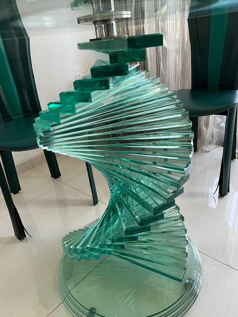 Unique glass table with spiral base, Furniture & Home Living, Furniture ...