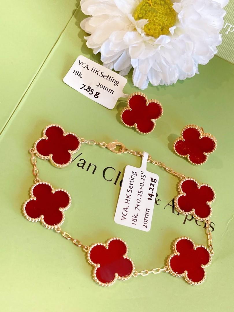 Vca Red Carnelian Set 18k Hk Setting, Women's Fashion, Jewelry ...
