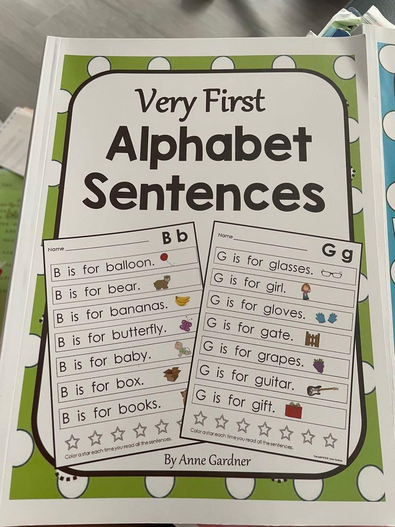 Very First Alphabet Sentences, 興趣及遊戲, 書本 & 文具, 小朋友書 - Carousell