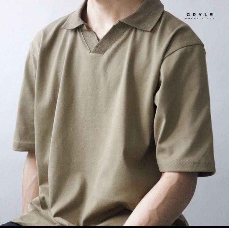 V-neck Boxy polo shirt, Men's Fashion, Tops & Sets, Tshirts & Polo ...