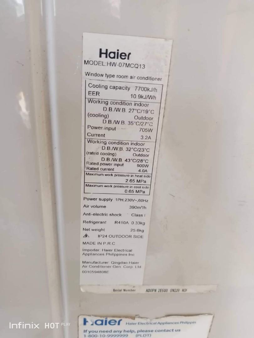 Window type Haier 1HP Inverter grade, TV & Home Appliances, Air ...