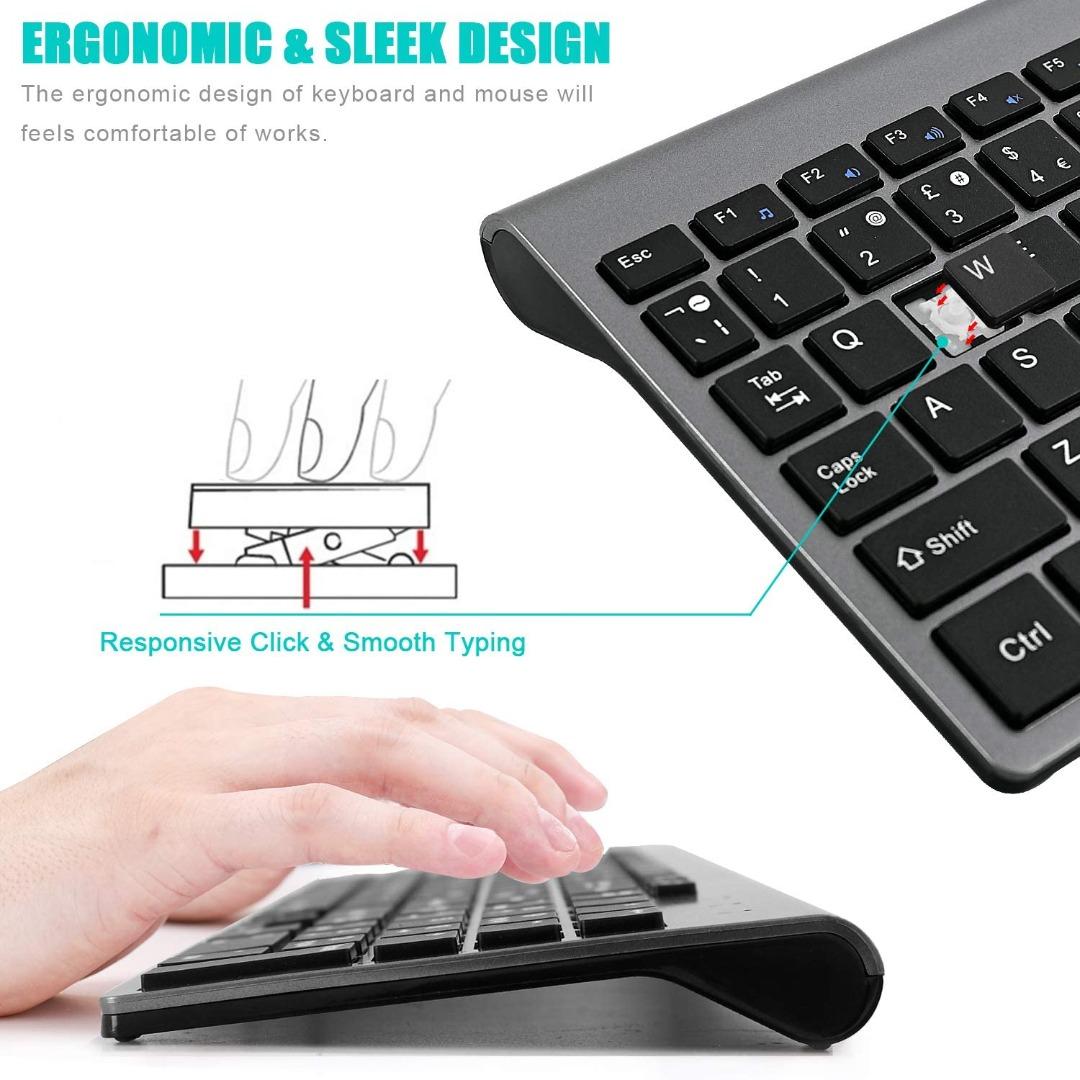 Wireless Keyboard And Mouse, Full Size Keyboard Set Compact Uk Layout 2 ...