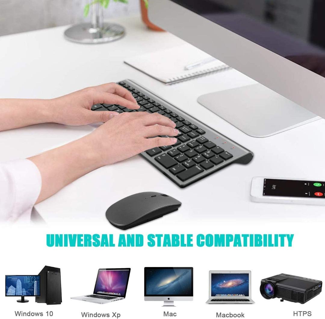 Wireless Keyboard And Mouse, Full Size Keyboard Set Compact Uk Layout 2 ...
