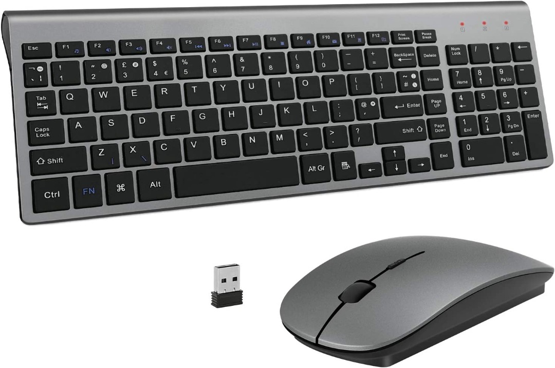Wireless Keyboard And Mouse, Full Size Keyboard Set Compact Uk Layout 2 ...
