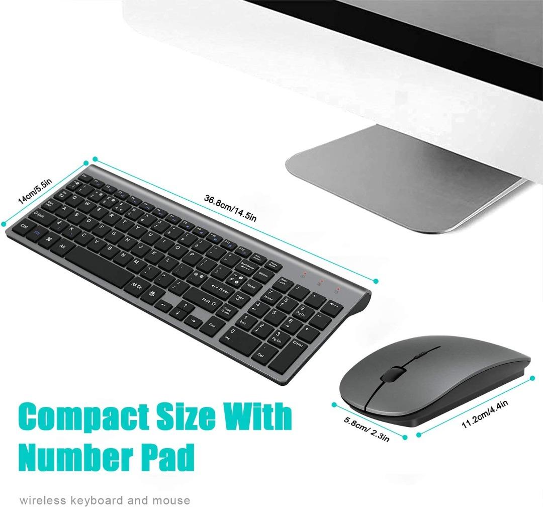 Wireless Keyboard And Mouse, Full Size Keyboard Set Compact Uk Layout 2 ...