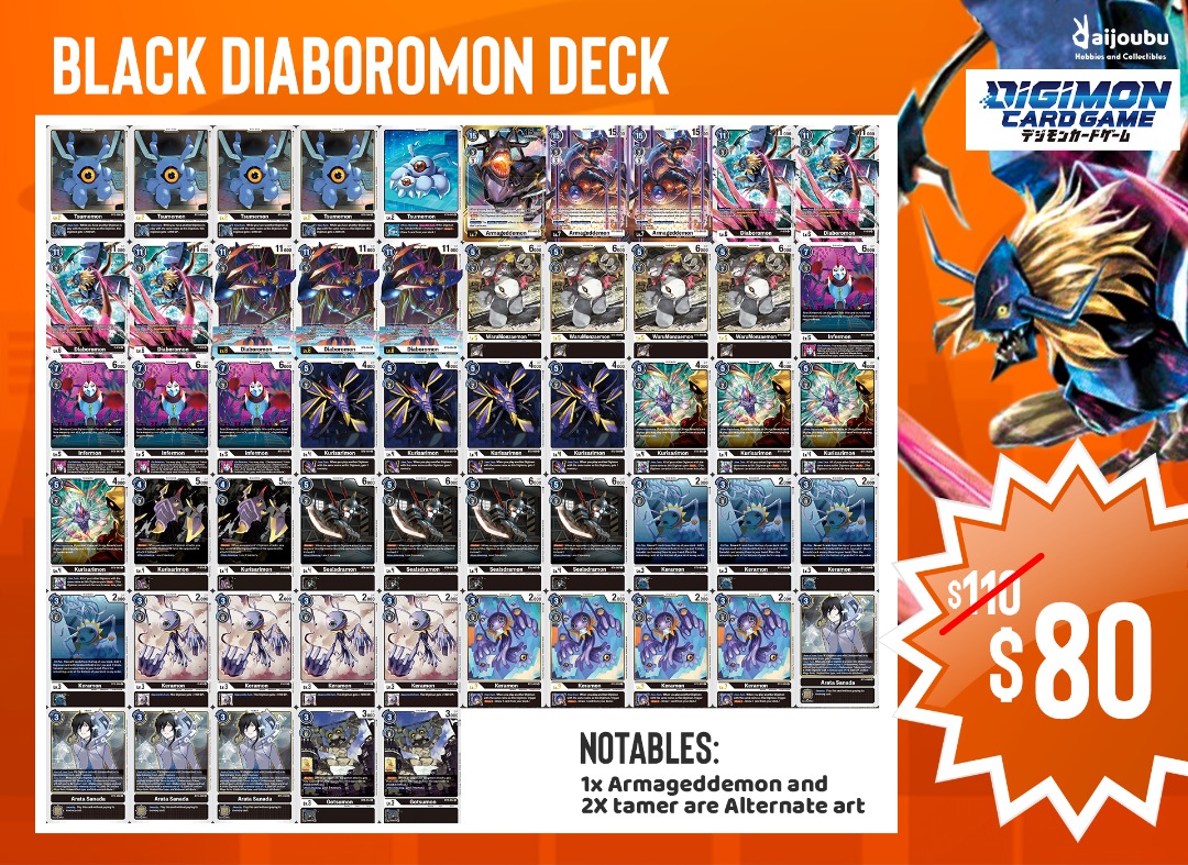 WTS Digimon TCG Black Diaboromon Deck, Hobbies & Toys, Toys & Games on ...