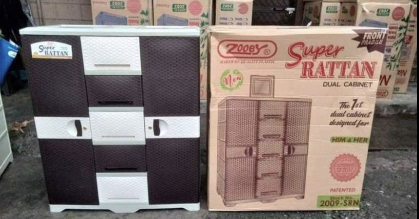 ZOOEY DUAL CABINET RATTAN STYLE, Furniture & Home Living, Furniture ...