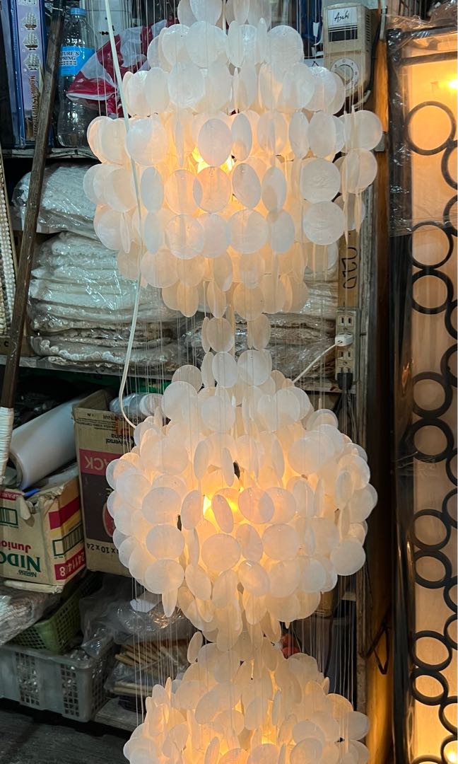 3 Layer Capiz Chandelier, Furniture & Home Living, Lighting & Fans ...
