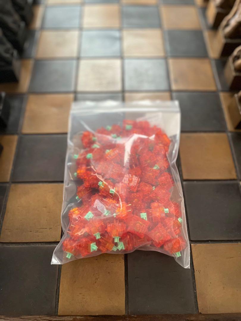 90x Lubed & Filmed Tangerine V2 62g C3 Equalz Mechanical Keyboard ...