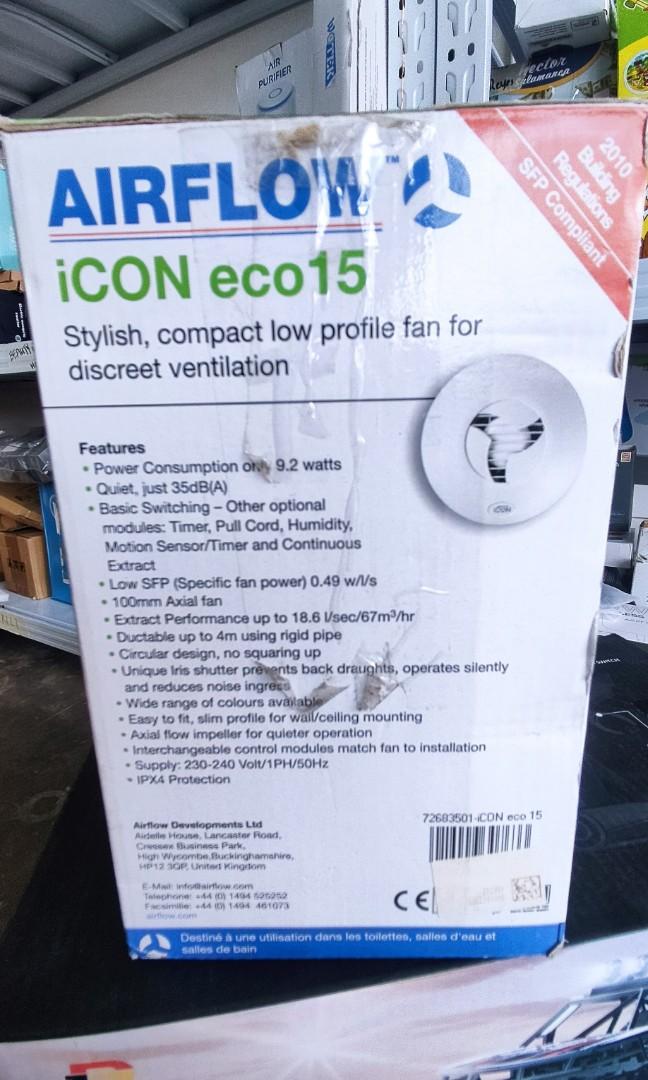 Airflow ICon eco 15 ventilation fan system, TV & Home Appliances, Other ...
