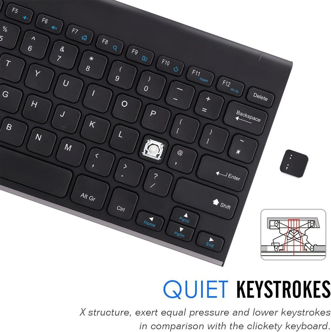 Arteck 2.4G Wireless Keyboard Stainless Steel Ultra Slim Keyboard For ...