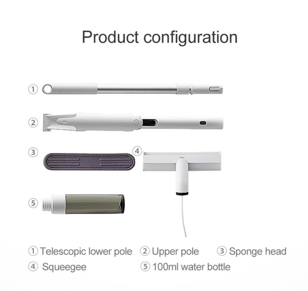 Boomjoy glass window cleaner with squeegee and spray on extendable rod ...