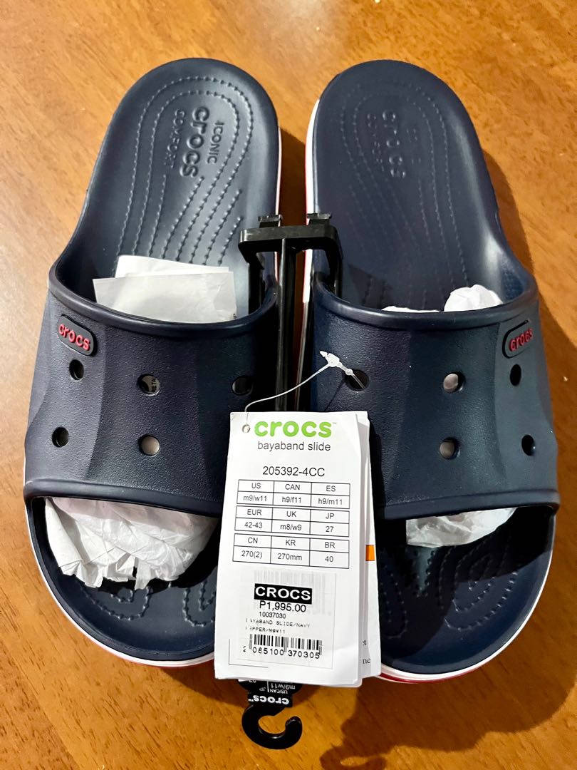 Crocs Unisex Bayaband Slide in Navy Pepper, Men's Fashion, Footwear, Slippers & Slides on Carousell