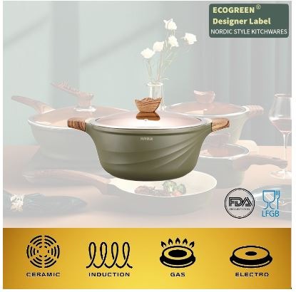 ECOgreen Casserole with Free Cover (Suitable for Induction Cooker and Non-stick) - SZC0679 ...