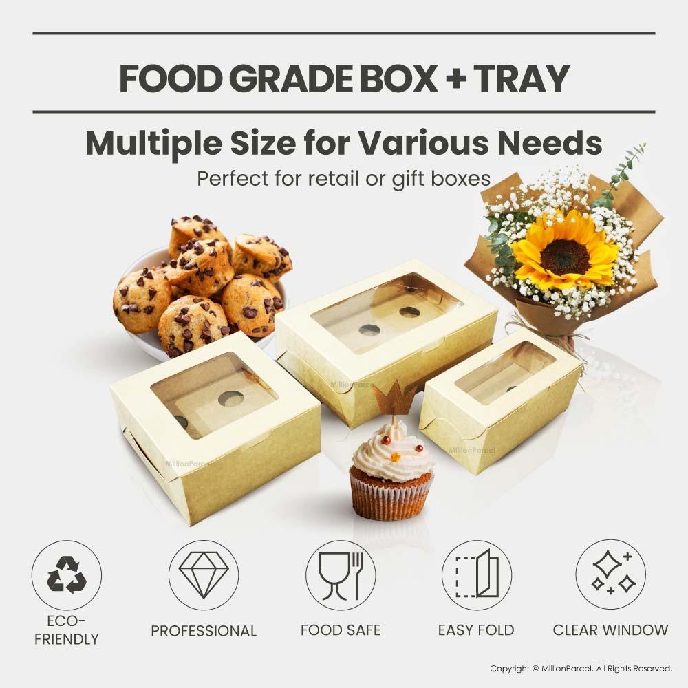 Food Grade Box with Window + Tray | Cake Box | Gift Box | Kueh Box ...